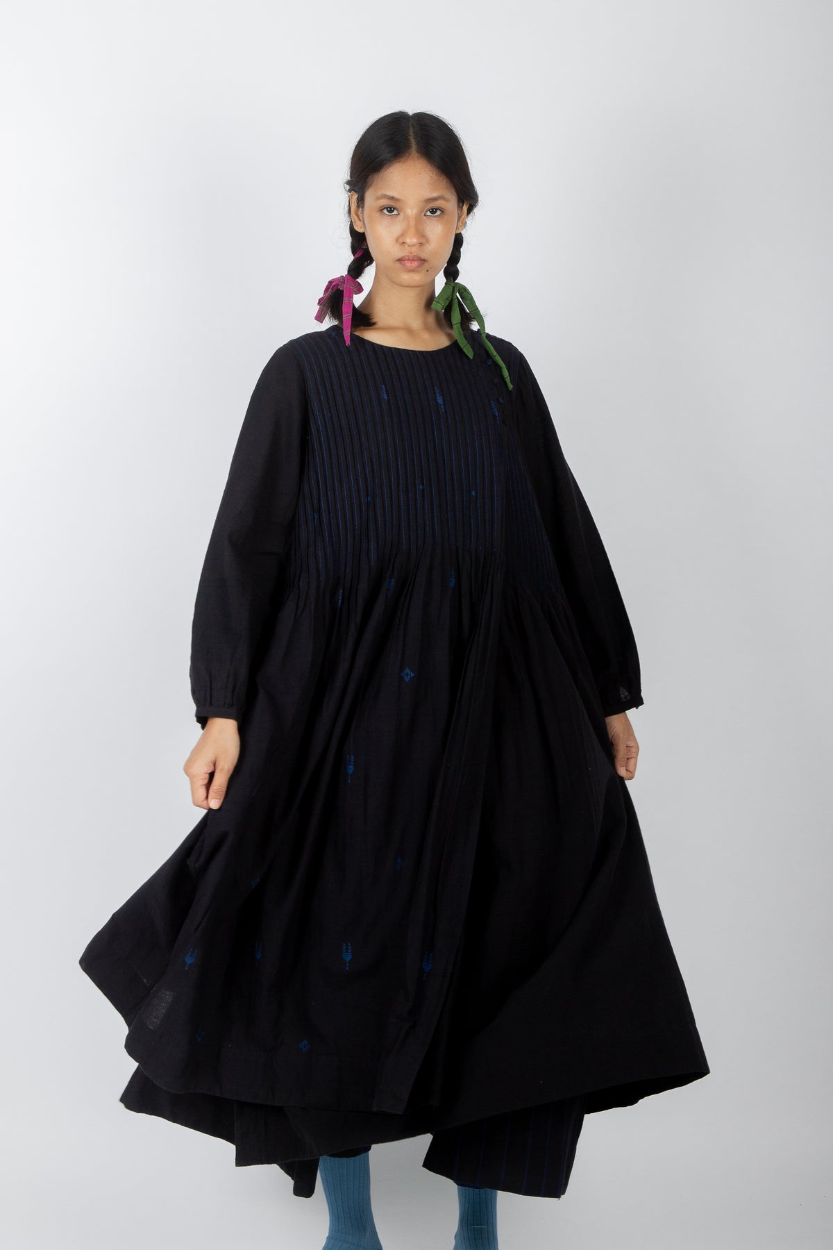 Blue and White Floral Dress – Stunning Jamdani Dress Online – Karnam
