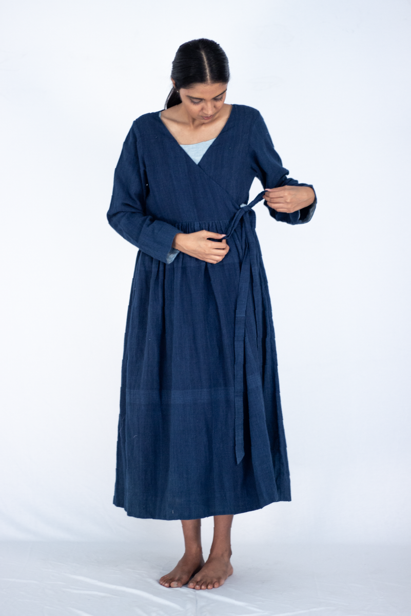 Gara - Wrap Indigo dress – Karnam