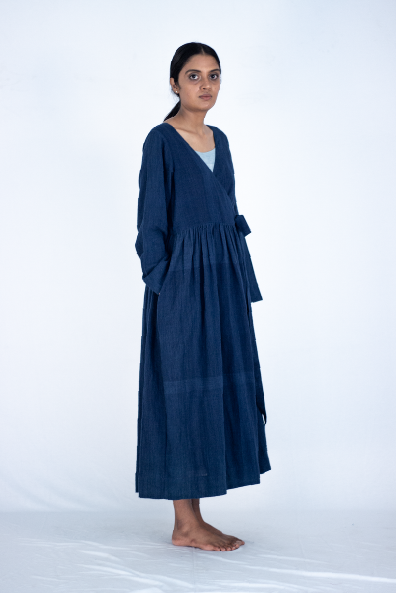 Gara - Wrap Indigo dress – Karnam